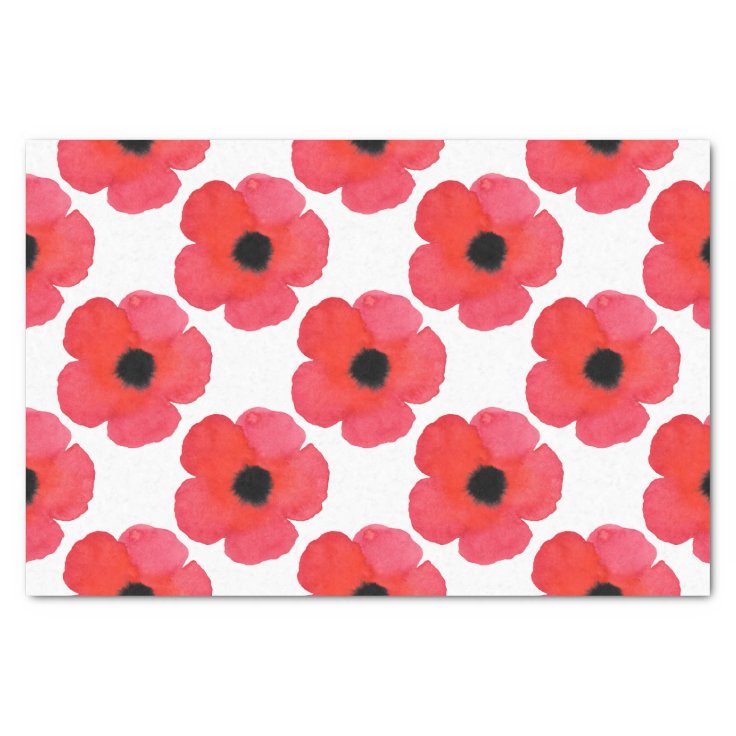 Red Poppy Pattern Tissue Paper | Zazzle