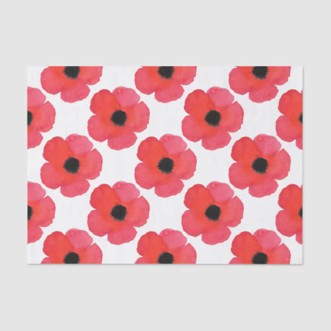 Red Poppy Pattern Tissue Paper | Zazzle
