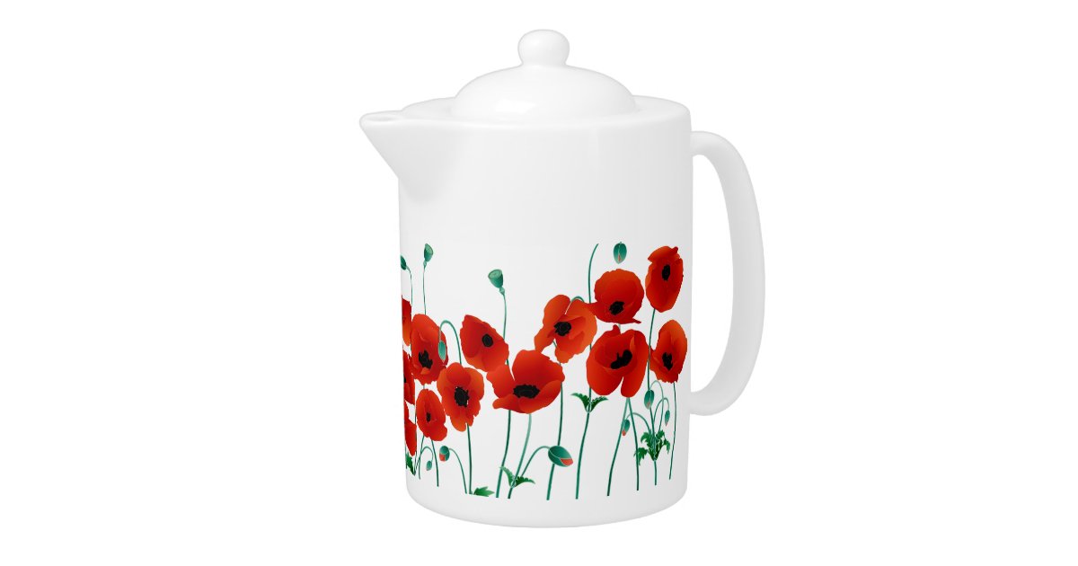 Red Poppy Teapot | Zazzle