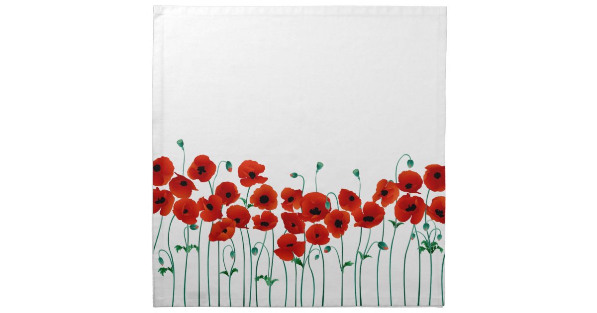 Red Poppys Large Napkins | Zazzle