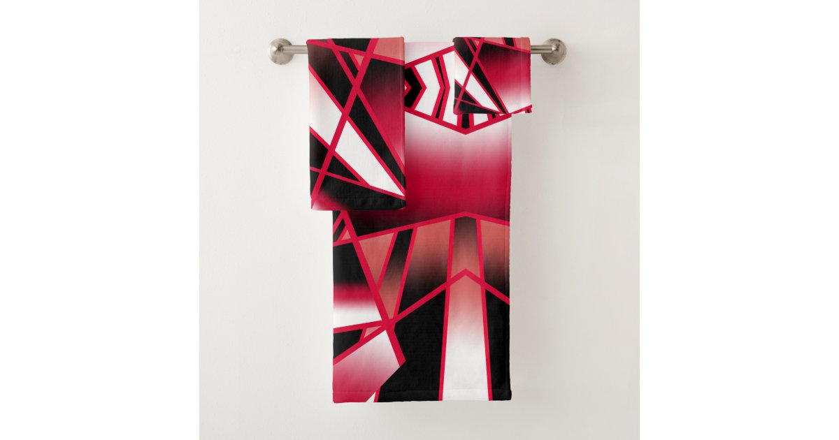 Red Power Perspective Gradient Color Filled Art Bath Towel Set | Zazzle