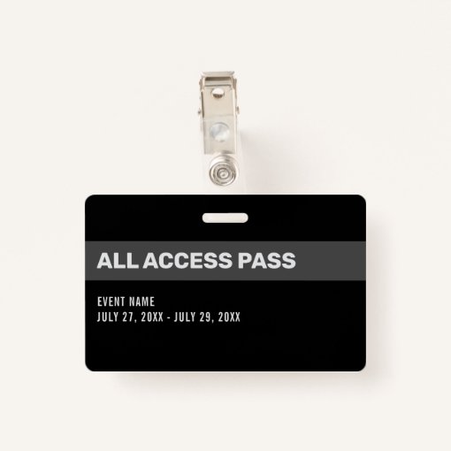 Red Press All Access Pass Horizontal ID Badge | Zazzle