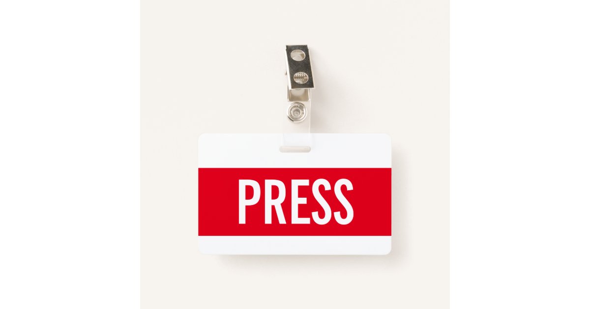 Red Press All Access Pass Horizontal ID Badge | Zazzle