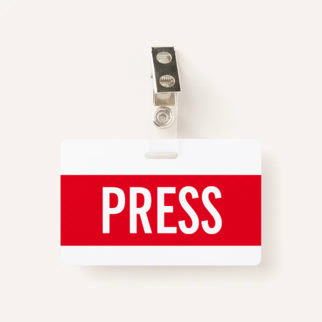 Red Press All Access Pass Horizontal ID Badge | Zazzle