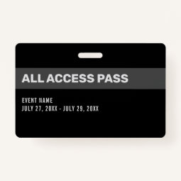 Red Press All Access Pass Horizontal ID Badge | Zazzle