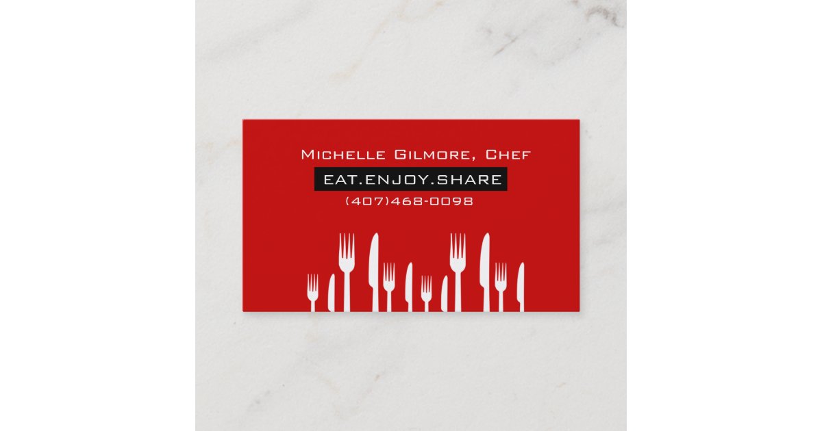 Red Private Chef Catering Business Card | Zazzle