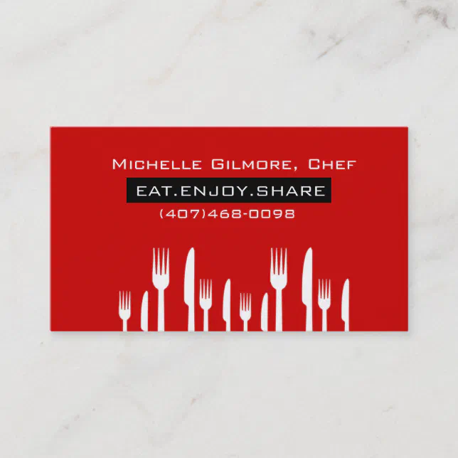 Red Private Chef Catering Business Card | Zazzle