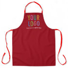 Red Promotional Apron Custom Printed Logo Branded | Zazzle