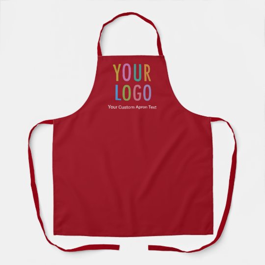 Red Promotional Apron Custom Printed Logo Branded | Zazzle.com