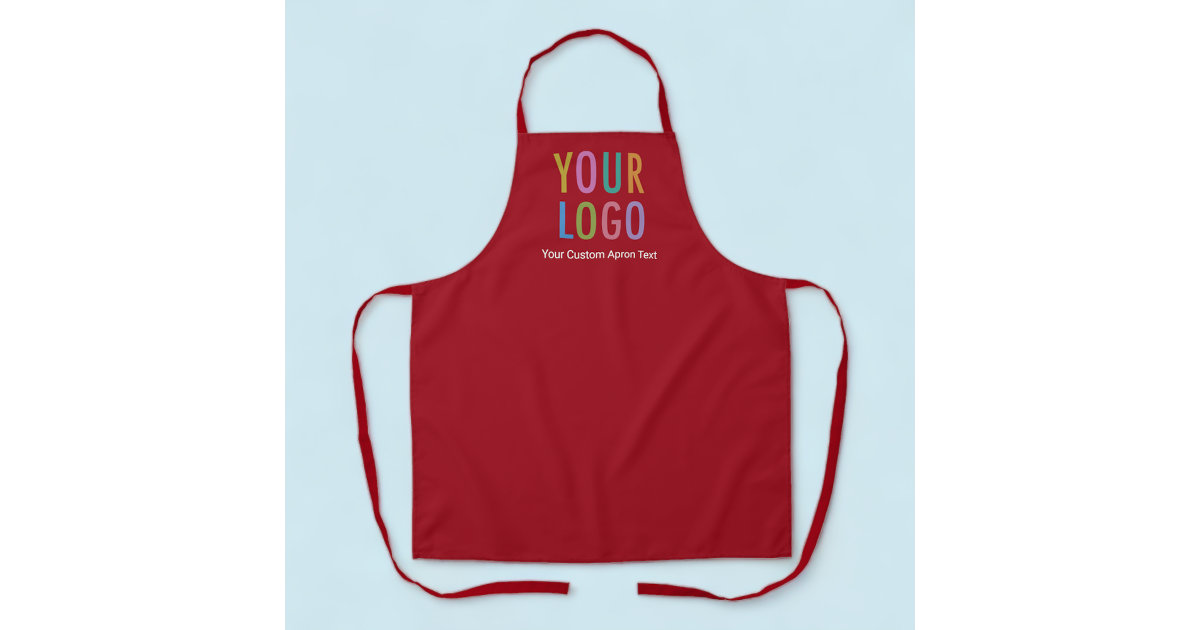 Red Promotional Apron Custom Printed Logo Branded | Zazzle