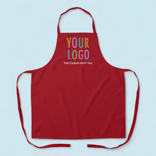 Red Promotional Apron Custom Printed Logo Branded | Zazzle