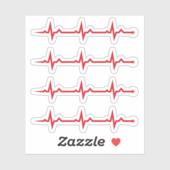 Red pulse wave stickers | Zazzle