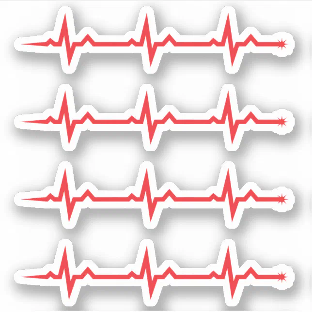 Red pulse wave stickers | Zazzle