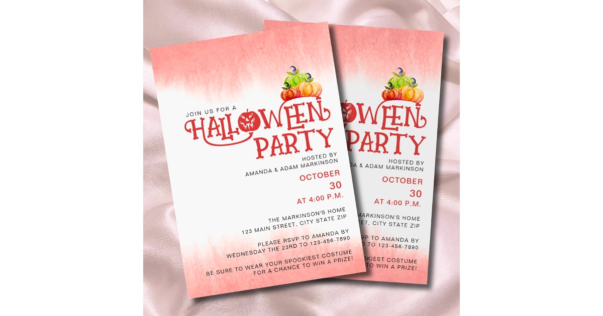 Red Pumpkin Spooky Halloween Party Invitation | Zazzle