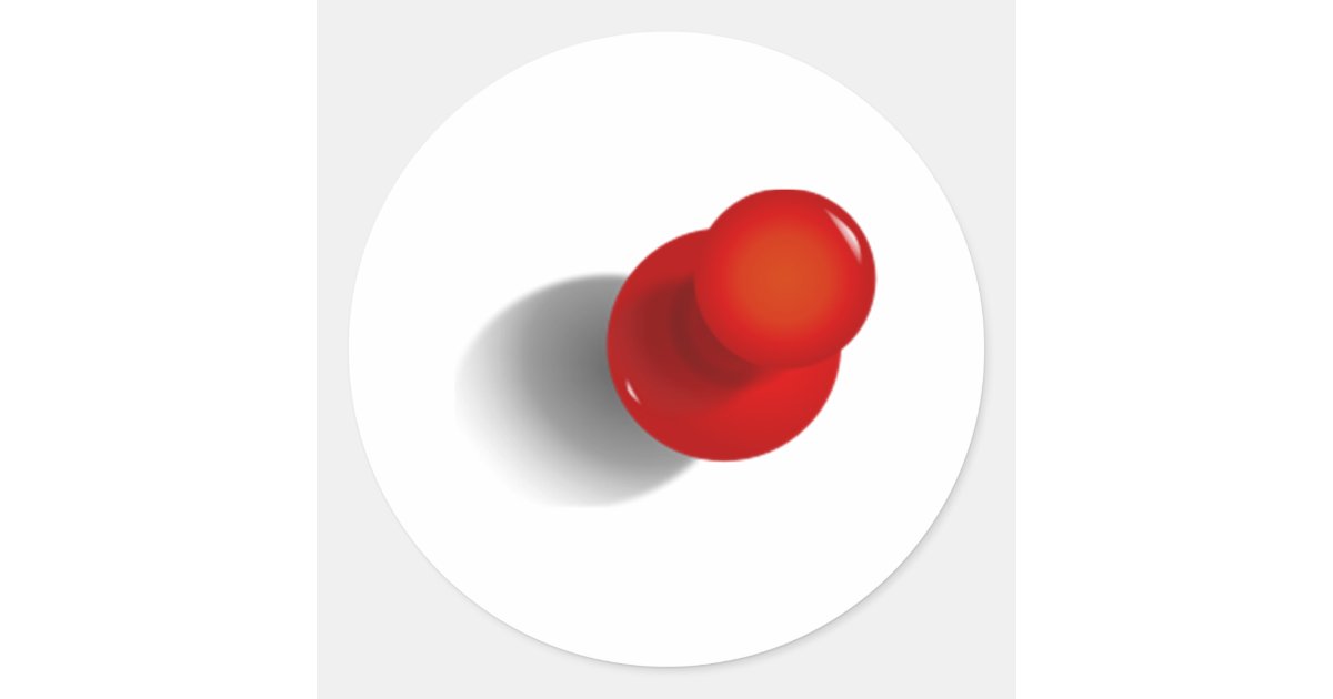 Red Push Pin Classic Round Sticker | Zazzle