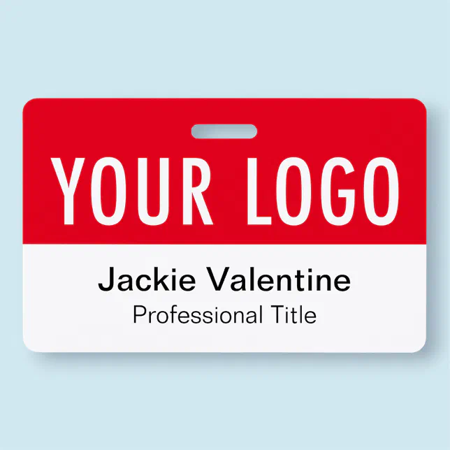 Red PVC Name Badge Horizontal Logo Staff ID Tag | Zazzle