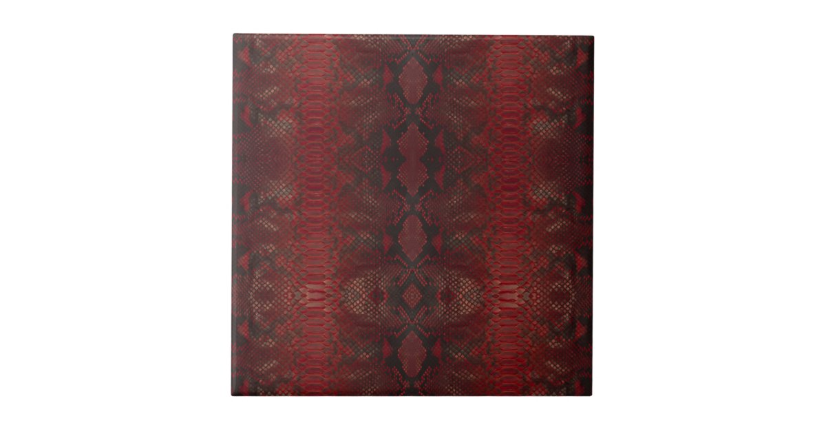 Red Python Snakeskin pattern Ceramic Tile | Zazzle