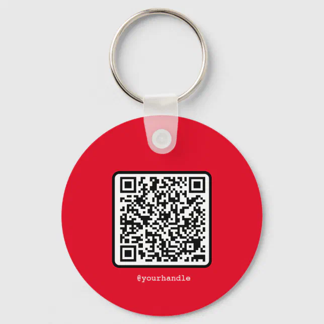 Red QR Code Key Ring Social Media Custom Monogram | Zazzle