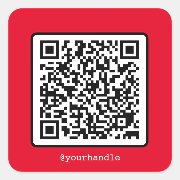 Red QR Code Simple Social Media Square Custom Square Sticker | Zazzle