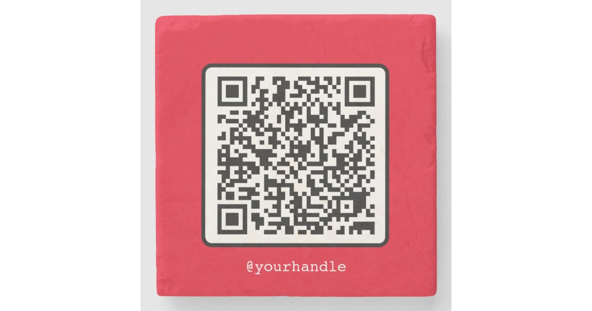 Red QR Code Social Media Simple Modern Custom Stone Coaster | Zazzle