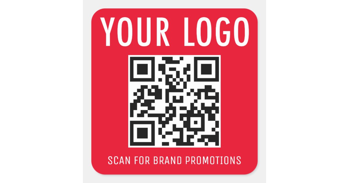 Red QR Code Stickers Labels Company Logo Square | Zazzle