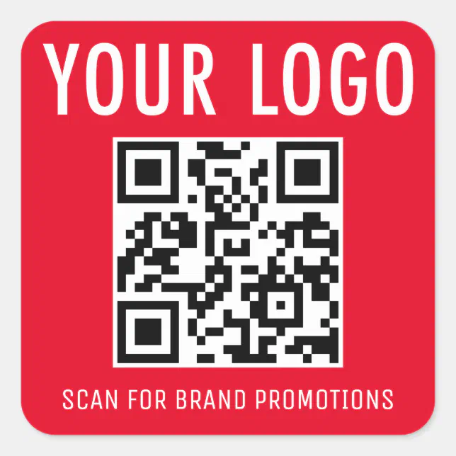 Red QR Code Stickers Labels Company Logo Square | Zazzle