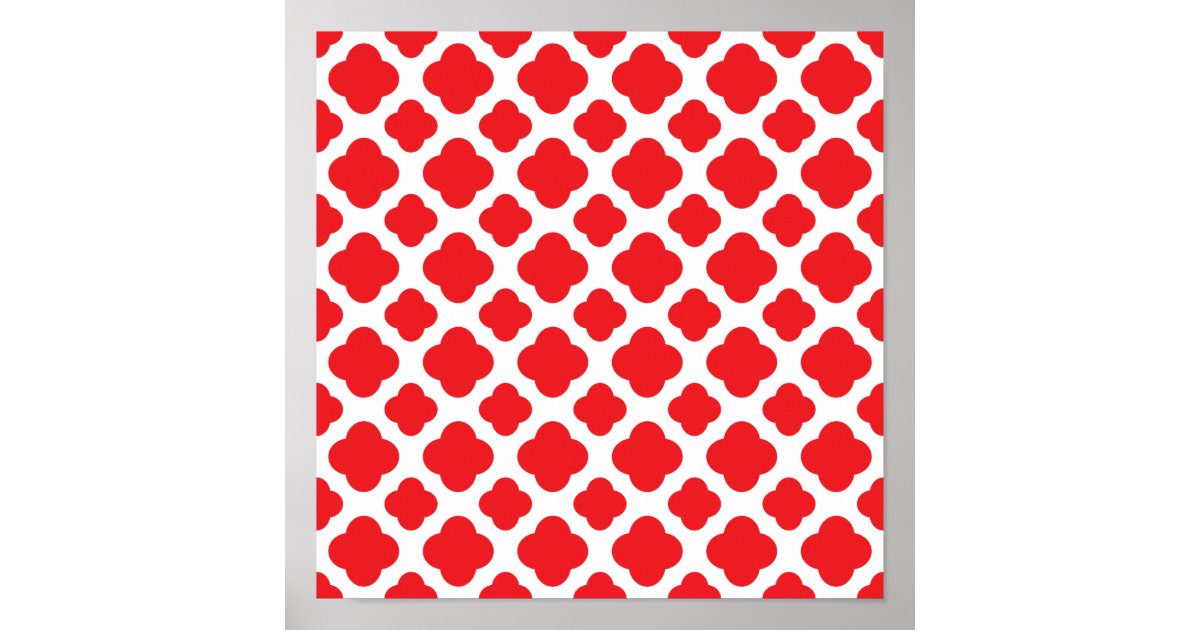 Red Quatrefoil Pattern Poster | Zazzle