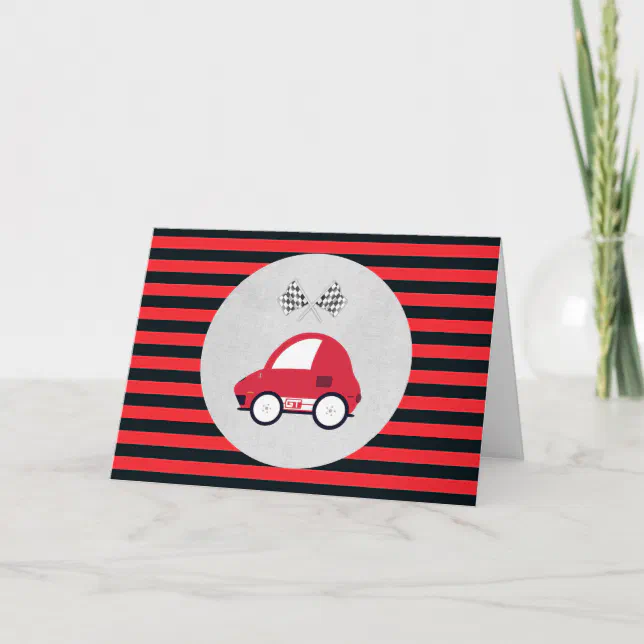 Red Race Car Birthday Classic Thank You Card | Zazzle