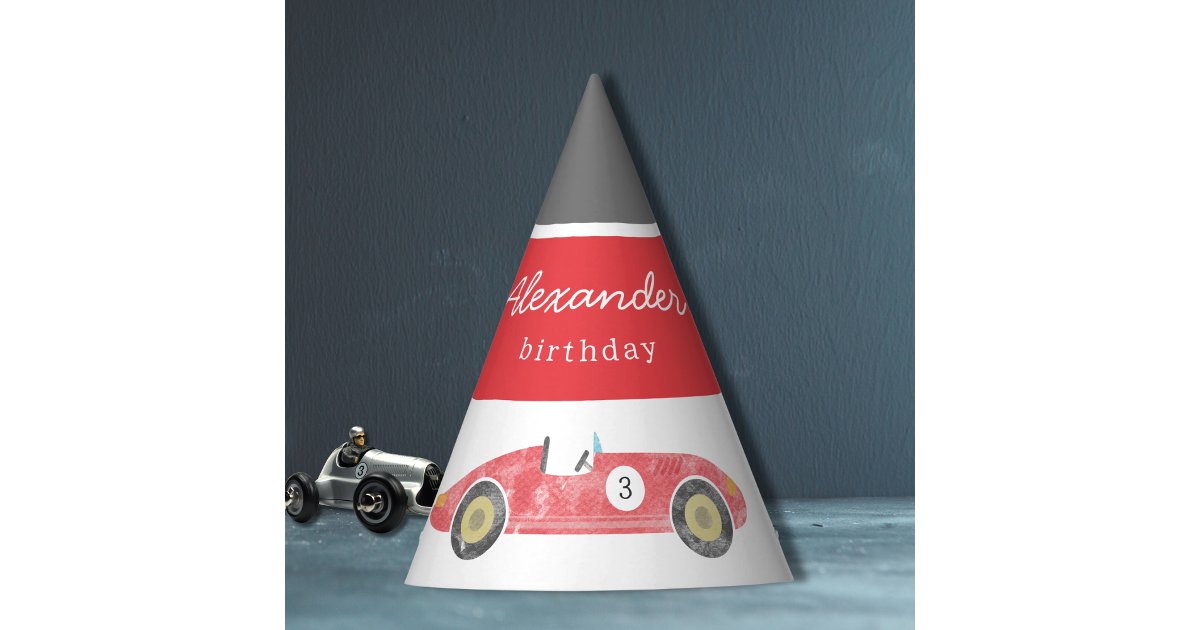 Red race car birthday party hat | Zazzle