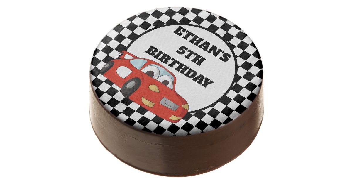 Red Race Car Black White Checkered Birthday Party Chocolate Covered ...