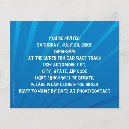 Red Race Car Flames Boys Birthday Party Invitation | Zazzle
