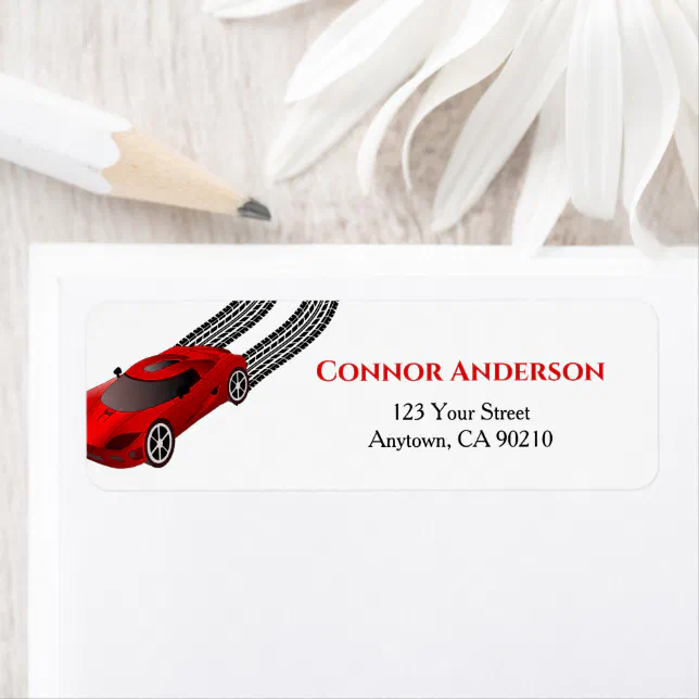 Red Race Car | Kids Custom Return Address Label | Zazzle