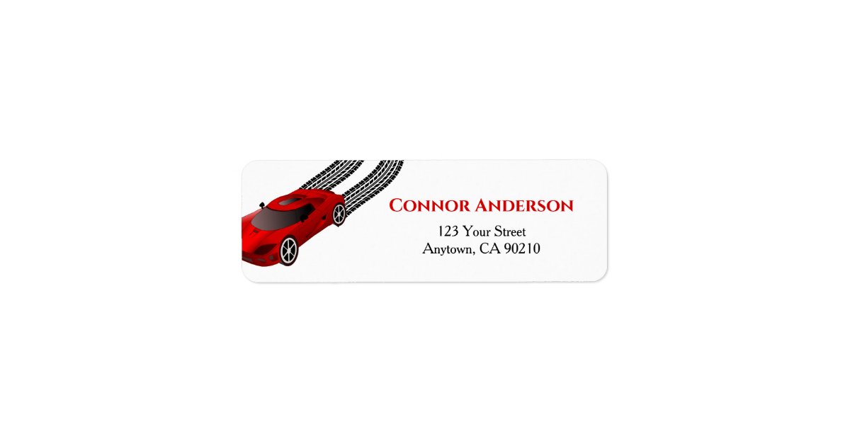 Red Race Car | Kids Custom Return Address Label | Zazzle