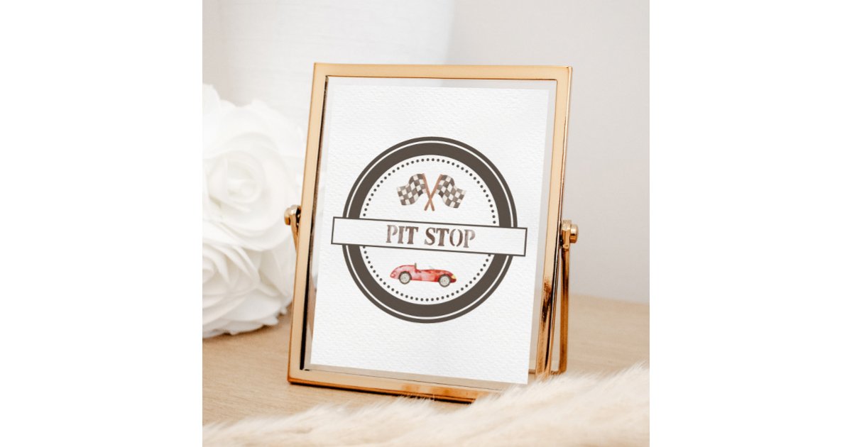 Red Race Car Pit Stop Sign | Zazzle