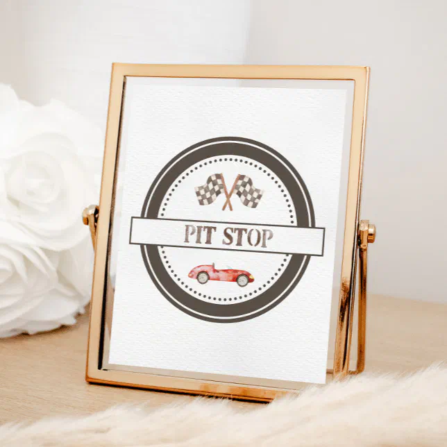 Red Race Car Pit Stop Sign | Zazzle