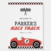 Red Race Car Racing Two Fast Birthday Welcome Foam Board | Zazzle