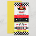 Red Race Car Ticket Style Birthday Party Invitation | Zazzle