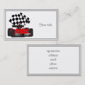 Red Race Car with Checkered Flag Business Card | Zazzle