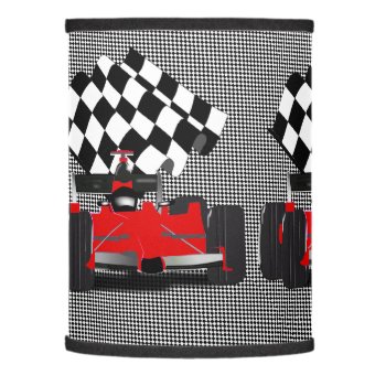 Red Race Car with Checkered Flag Lamp Shade | Zazzle