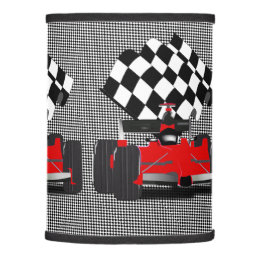 Red Race Car with Checkered Flag Lamp Shade | Zazzle