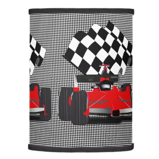 Red Race Car with Checkered Flag Lamp Shade | Zazzle
