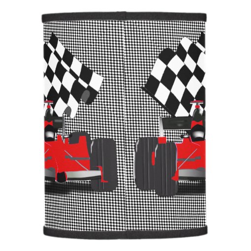 Red Race Car with Checkered Flag Lamp Shade | Zazzle