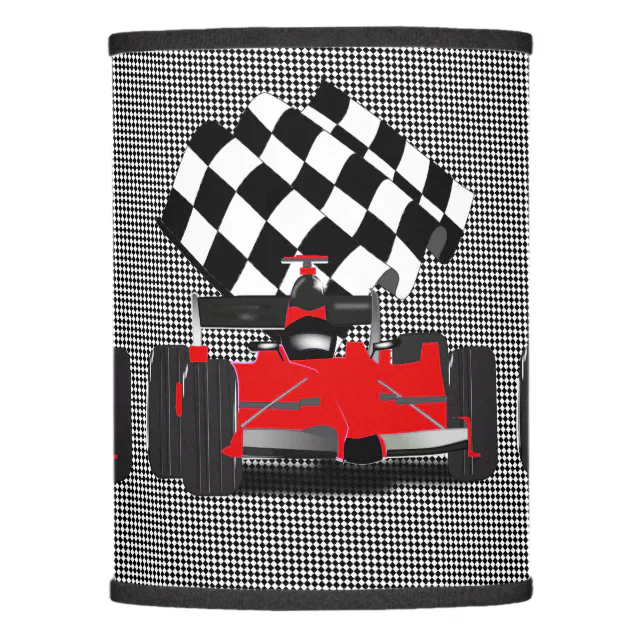 Red Race Car with Checkered Flag Lamp Shade | Zazzle