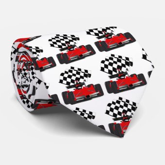 Red Race Car with Checkered Flag Tie | Zazzle