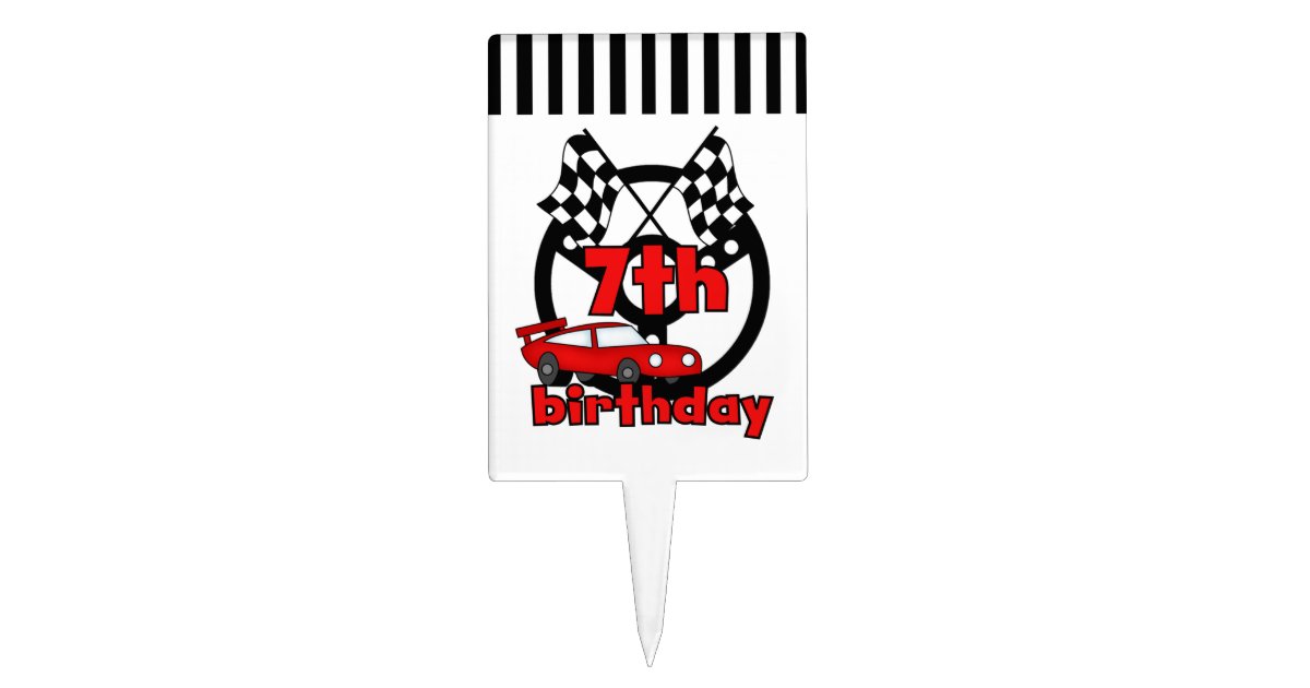Red Racing Car 7th Birthday Cake Topper | Zazzle