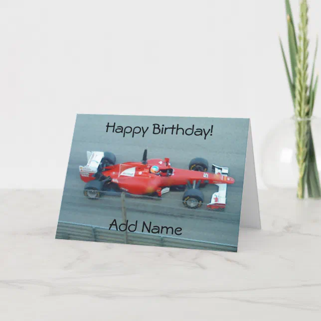Red Racing Car Birthday Card | Zazzle