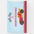 Red Racing Car Kids Birthday Party Backdrop Banner | Zazzle