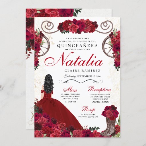 Red Ranchero Princess Quinceanera Invitation | Zazzle