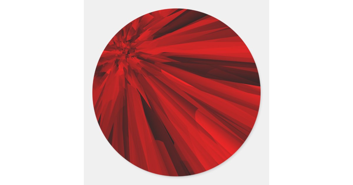 red rays black classic round sticker | Zazzle