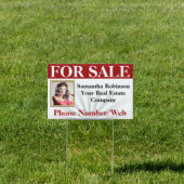 Red Real Estate Agent Broker Custom Photo Sign | Zazzle
